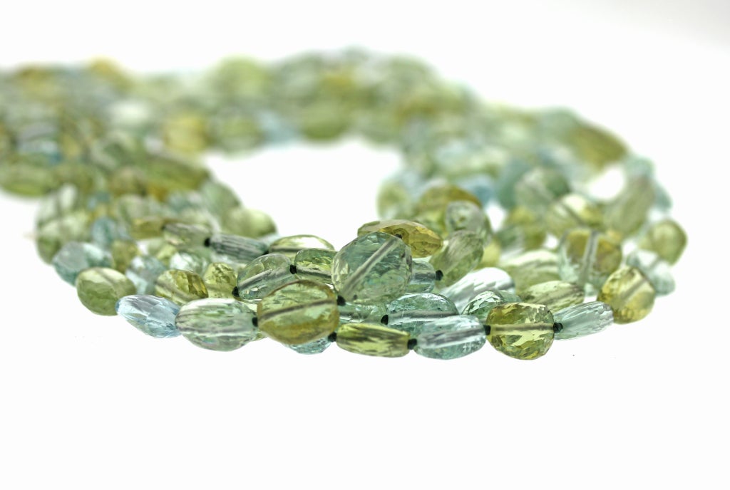 Spectacular Multi-color Beryl Bead "Water" Necklace at 1stDibs