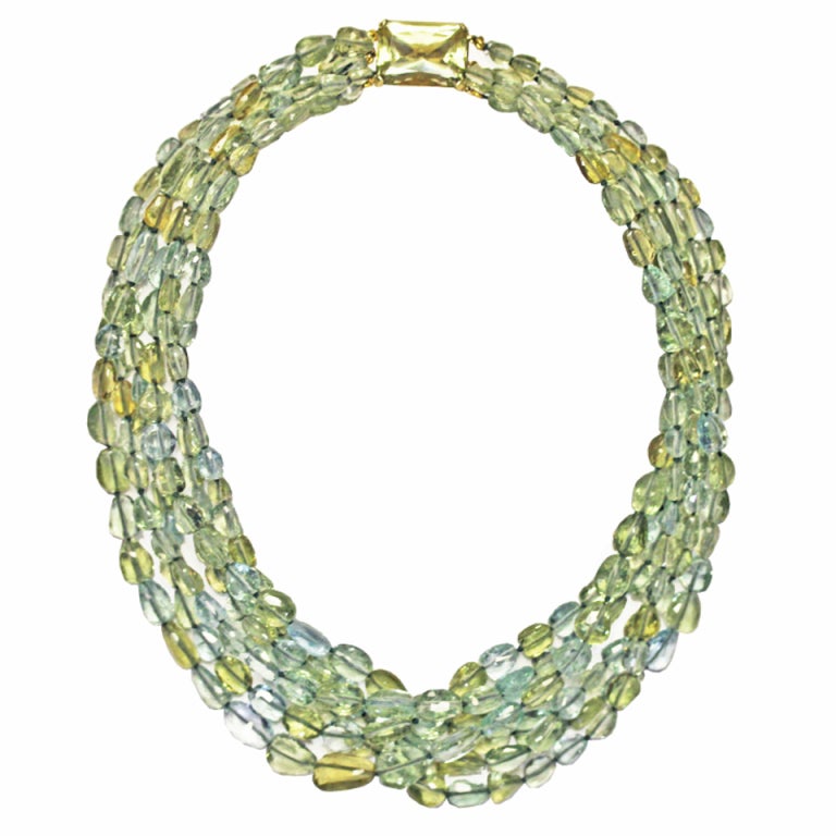 Spectacular Multi-color Beryl Bead "Water" Necklace at 1stDibs