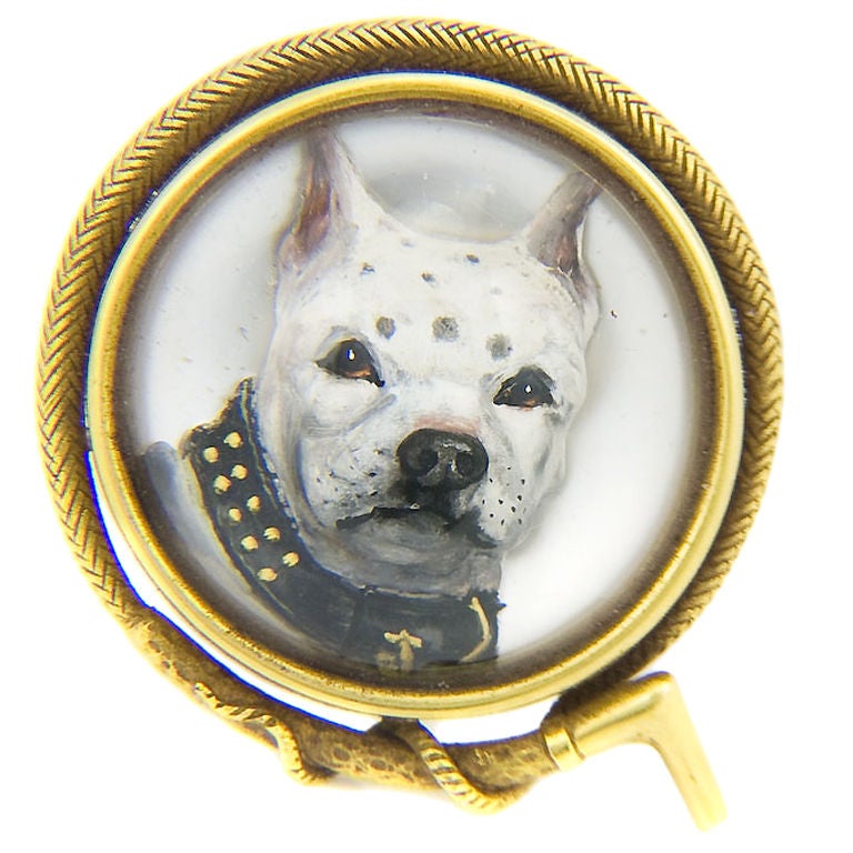 Antique Essex reverse crystal Dog Brooch at 1stDibs