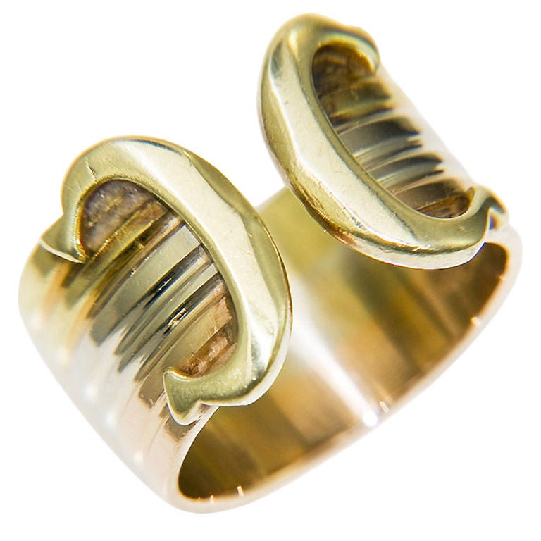 Cartier 18K Tri Color "C" Ring at 1stDibs
