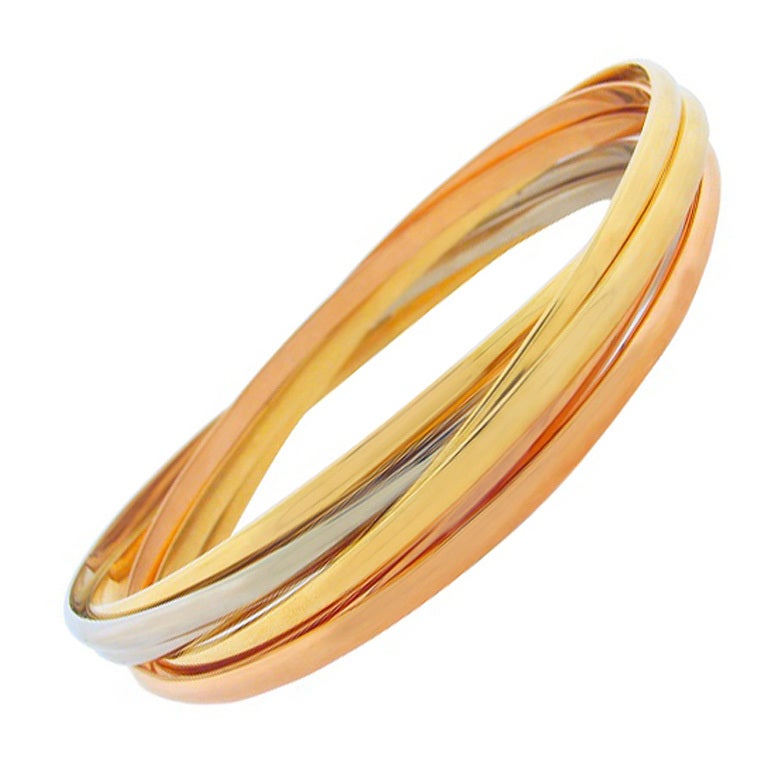 CARTIER Trinity Tri Color Bangle Bracelet at 1stDibs