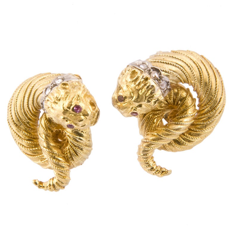 Ruby and Diamond LALAOUNIS Earrings For Sale at 1stDibs