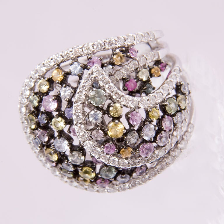 Paisley Sapphire and Diamond Ring at 1stDibs