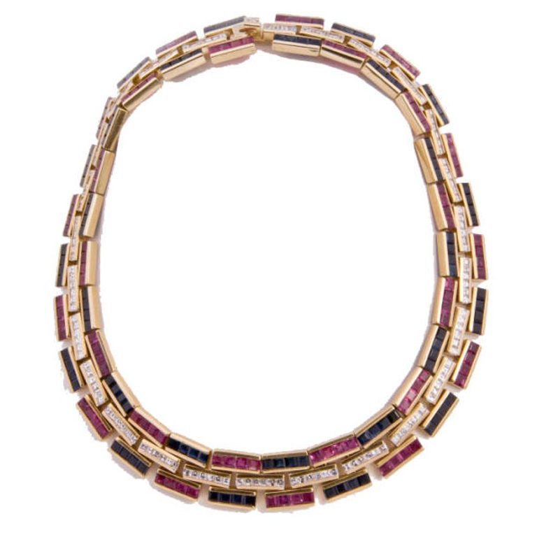 CHANTECLER Capri Necklace with Sapphires, Rubies and Diamonds For Sale ...