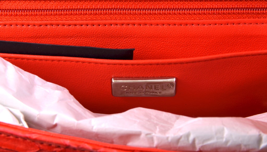 CHANEL Orange Python Classic Bag at 1stDibs