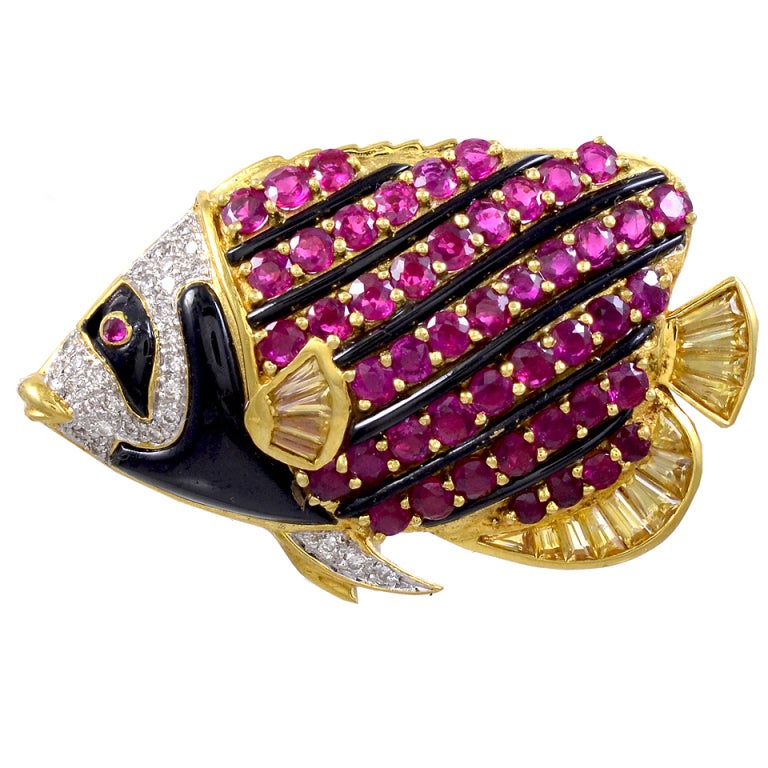 18k Angel Fish Pin at 1stDibs