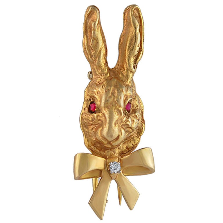 Tiffany Gold Rabbit Clip at 1stDibs | tiffany rabbit