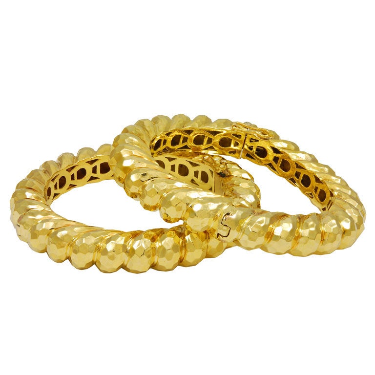 HENRY DUNAY PAIR of Hammered Bangle Bracelets For Sale at 1stDibs ...