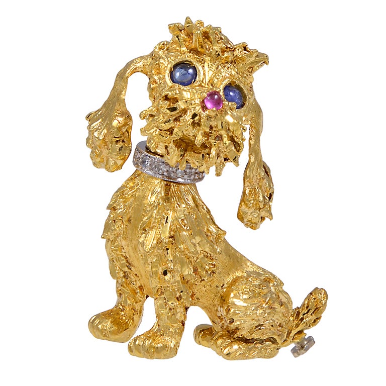 Gem Set Poodle Pin at 1stDibs