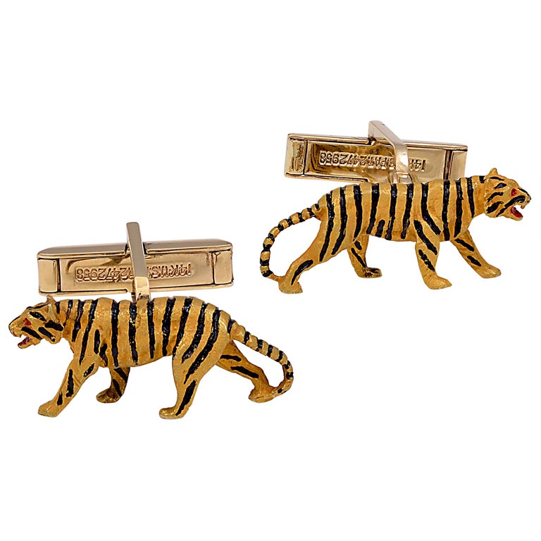 Tiger Cuff Gold Links at 1stDibs