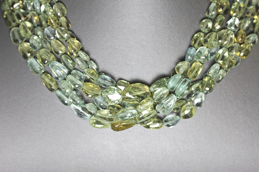 Spectacular Multi-color Beryl Bead "Water" Necklace at 1stDibs