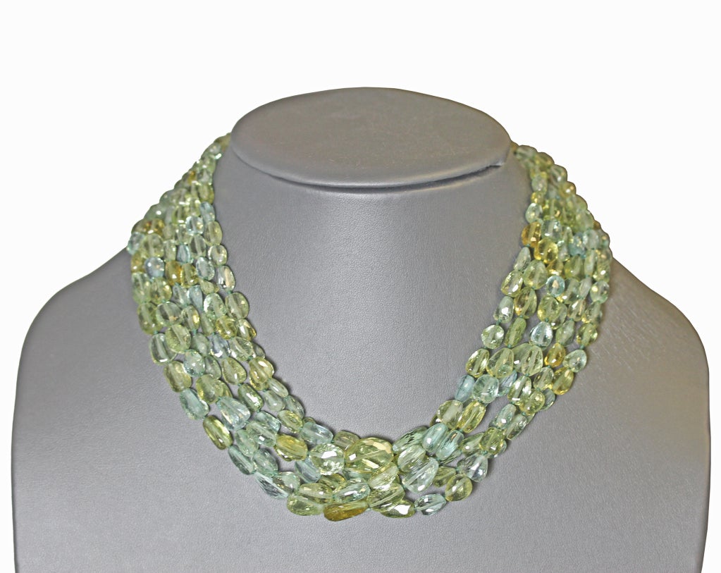 Spectacular Multi-color Beryl Bead "Water" Necklace at 1stDibs
