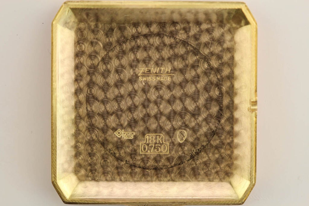 Zenith Rose Gold Square Automatic Wristwatch For Sale at 1stDibs