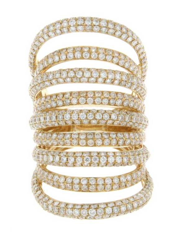 Gold and Pave Diamond Multi Band Ring For Sale at 1stDibs