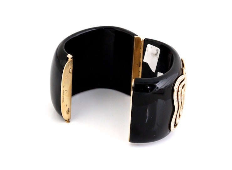 Donald Huber Onyx Diamond Gold Bracelet For Sale at 1stDibs
