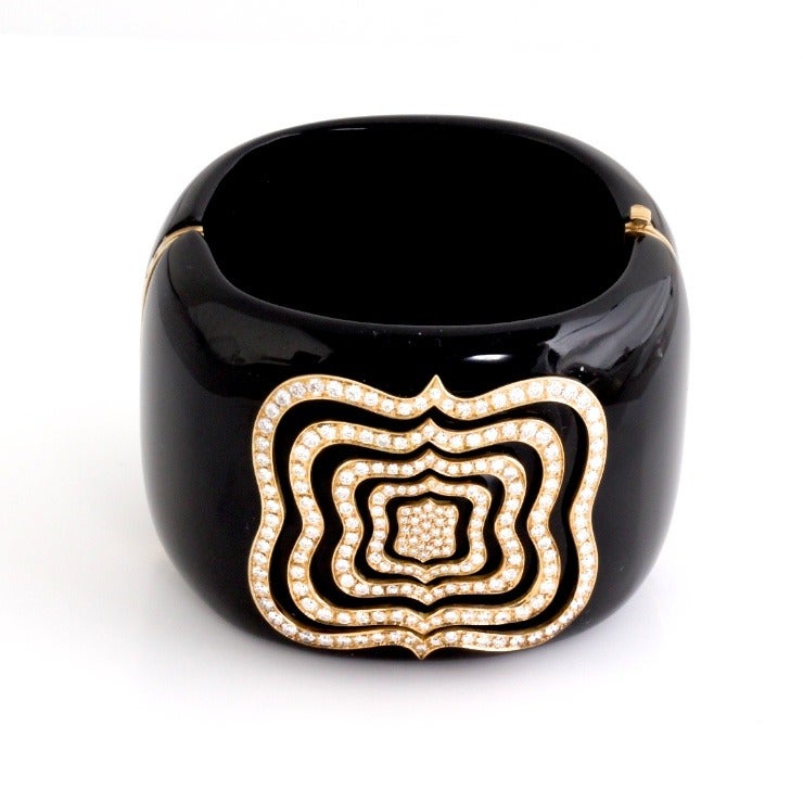 Donald Huber Onyx Diamond Gold Bracelet For Sale at 1stDibs