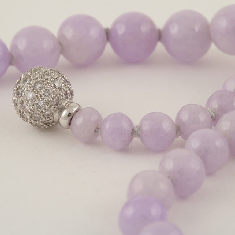 Natural Lavender Jade and Diamond Necklace at 1stDibs