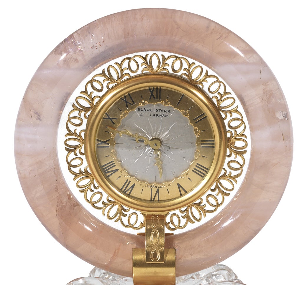 BLACK STARR and GORHAM Art Deco Pink Quartz and Rock Crystal Table ...