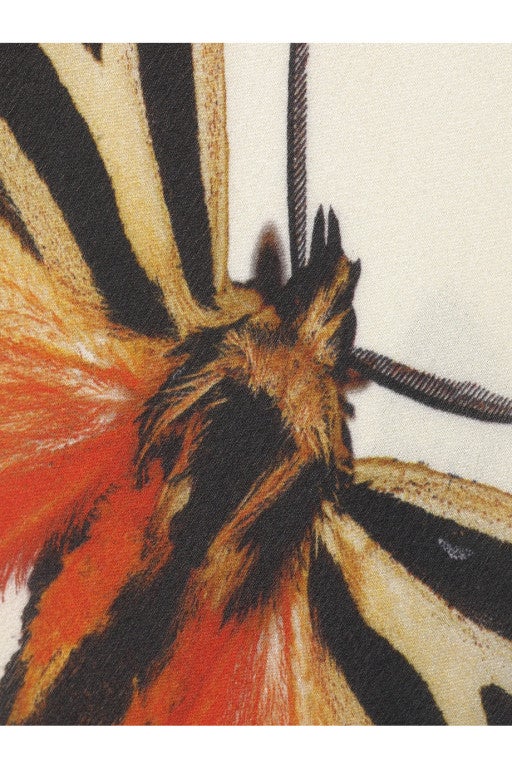 2005 Alexander McQueen One Shoulder Butterfly Print Gown at 1stDibs