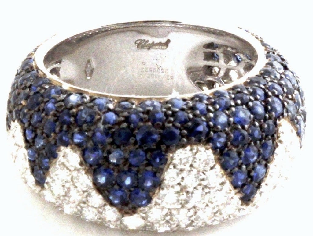 CHOPARD Blue Sapphire Diamond Wave Ring For Sale at 1stDibs | chopard ...