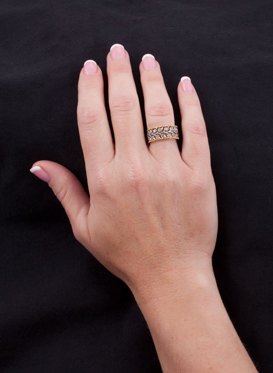 Buccellati Yellow Diamond Gold Leaf Motif Band Ring at 1stDibs