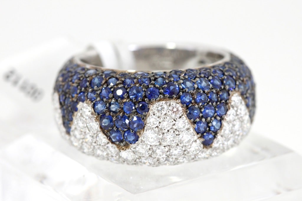 CHOPARD Blue Sapphire Diamond Wave Ring For Sale at 1stDibs | chopard ...