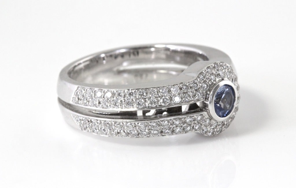 Di MODOLO White Gold, Diamond and Blue Sapphire Ring For Sale at 1stDibs