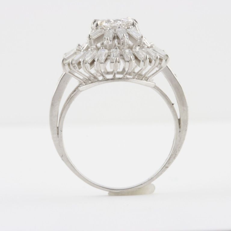 Platinum Diamond Sunburst Ring at 1stDibs