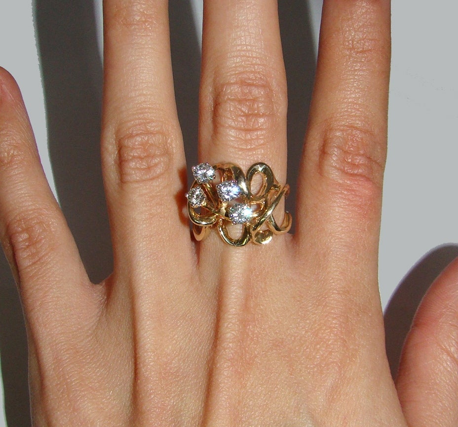 Free Formed Design with Diamonds Ring. For Sale at 1stDibs