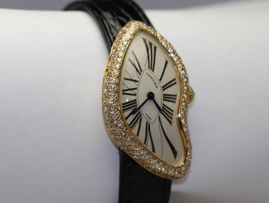 Cartier Lady's Yellow Gold and Diamond Crash Wristwatch circa 1991 at ...