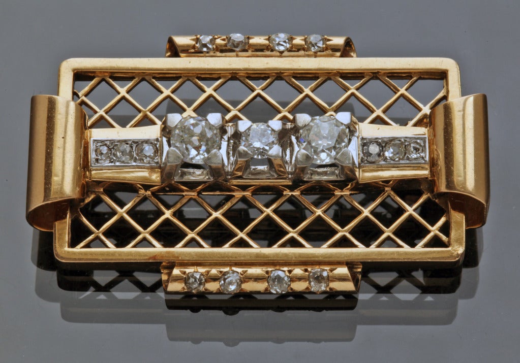 Jean DespréS Art Deco Diamond Gold Platinum Brooch at 1stDibs | jean ...