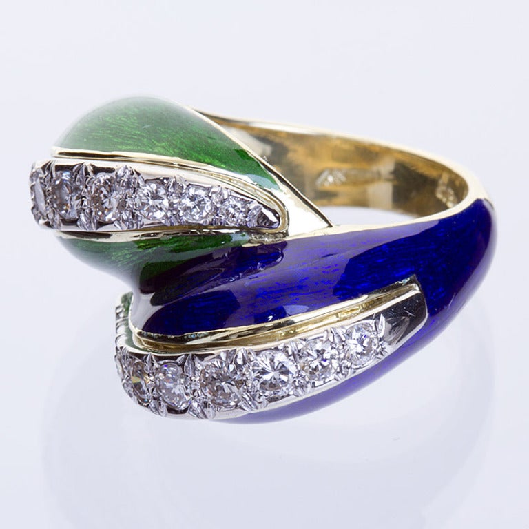 Tiffany and Co. Blue and Green Enamel "Paillonné" Ring at 1stDibs ...