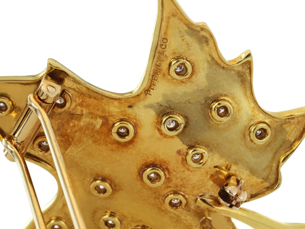 TIFFANY and CO Maple Leaf Brooch at 1stDibs