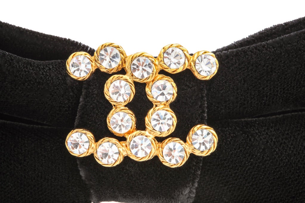 Chanel Black Large Velvet Hair Barrette at 1stDibs