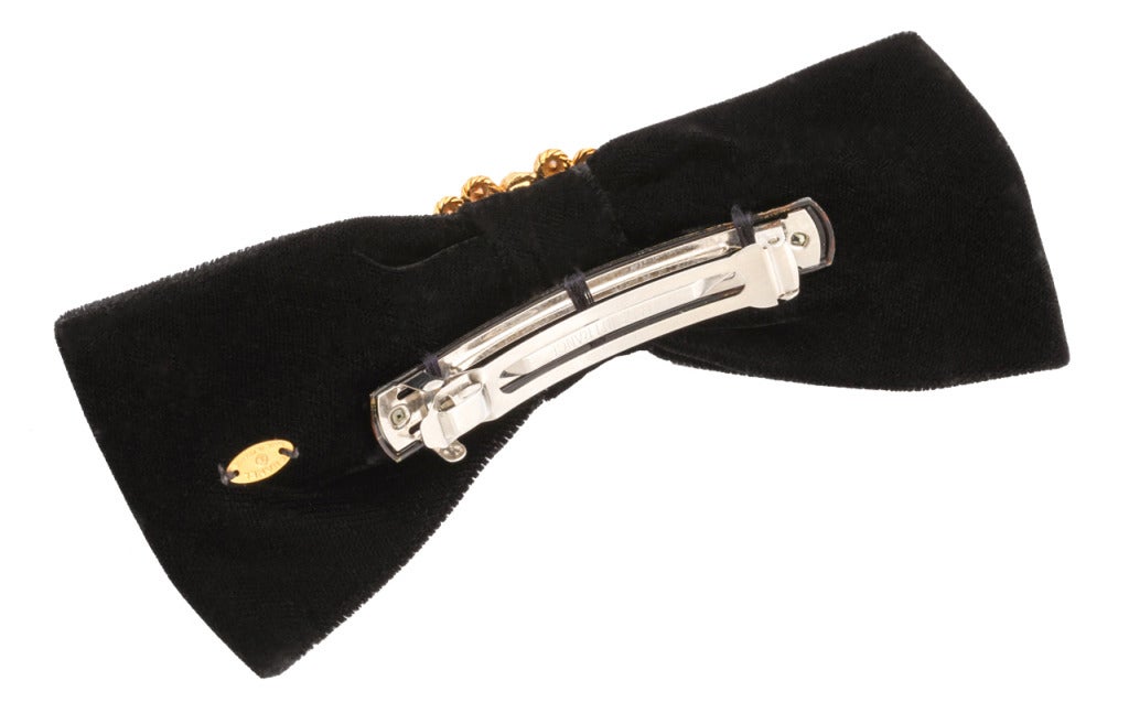 Chanel Black Large Velvet Hair Barrette at 1stDibs