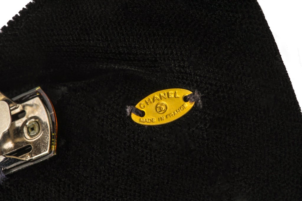 Chanel Black Large Velvet Hair Barrette at 1stDibs