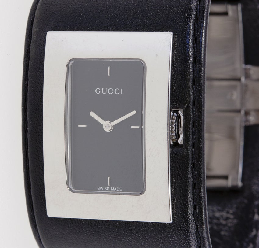 GUCCI Leather Cuff Watch at 1stDibs | gucci cuff watch