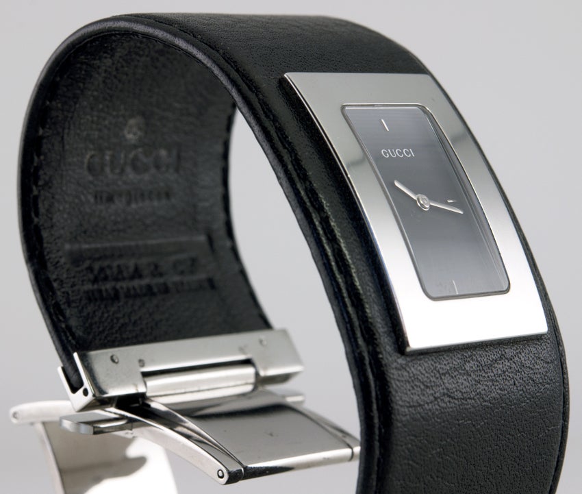 GUCCI Leather Cuff Watch at 1stDibs | gucci cuff watch