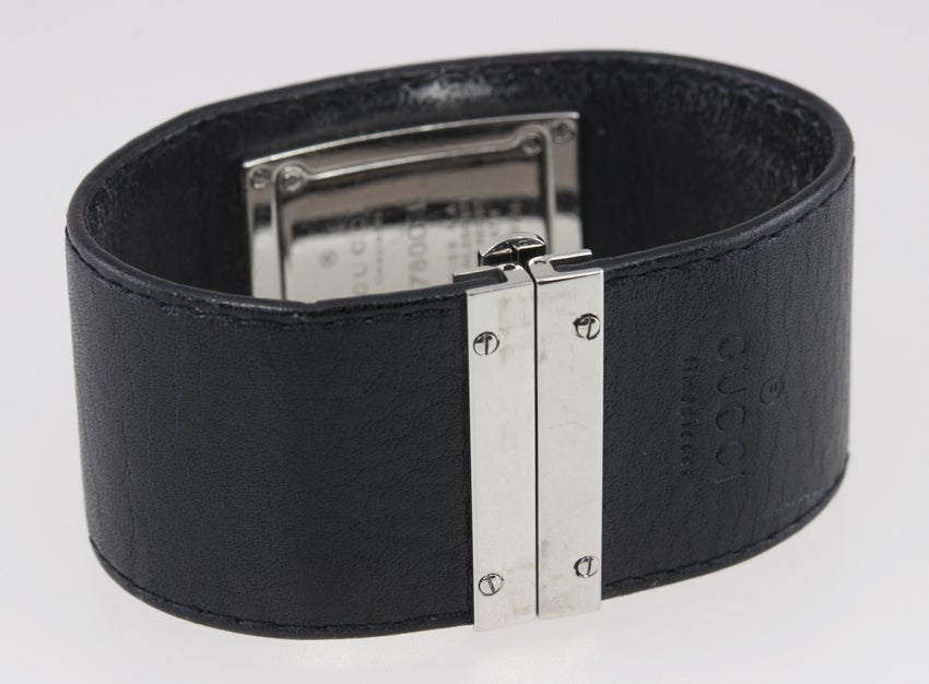 GUCCI Leather Cuff Watch at 1stDibs | gucci cuff watch