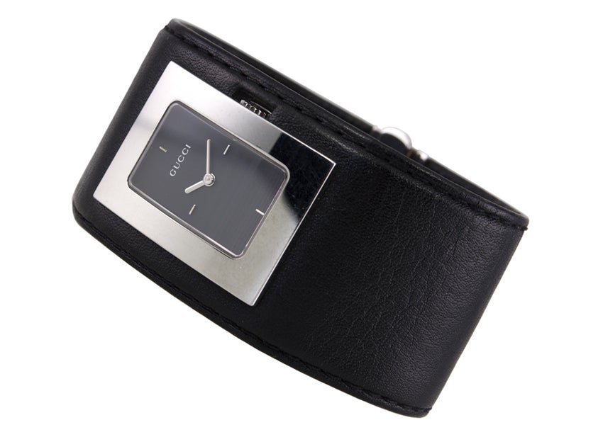 GUCCI Leather Cuff Watch at 1stDibs | gucci cuff watch