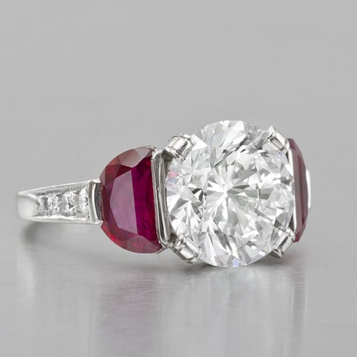 Round Brilliant Ruby Diamond Ring at 1stDibs