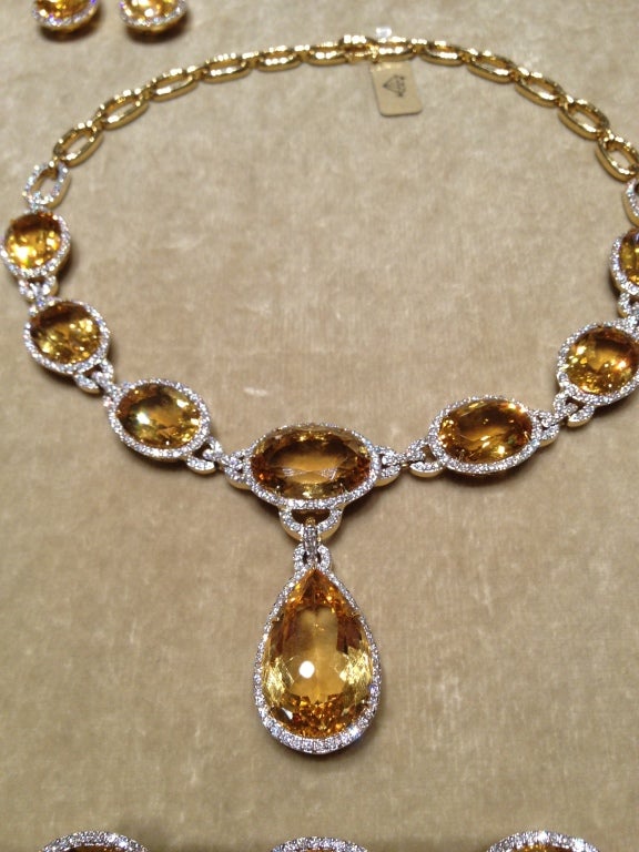 Modern Golden Citrine and Diamond Parure For Sale at 1stDibs | parure ...