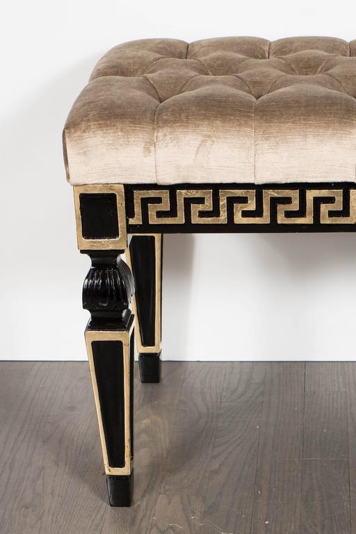 Stunning Pair of Mid-Century Modernist Greek Key Benches with Tufted ...