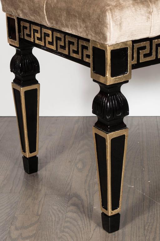 Stunning Pair of Mid-Century Modernist Greek Key Benches with Tufted ...