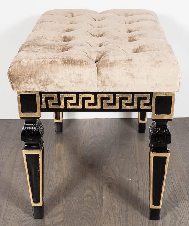 Stunning Pair of Mid-Century Modernist Greek Key Benches with Tufted ...