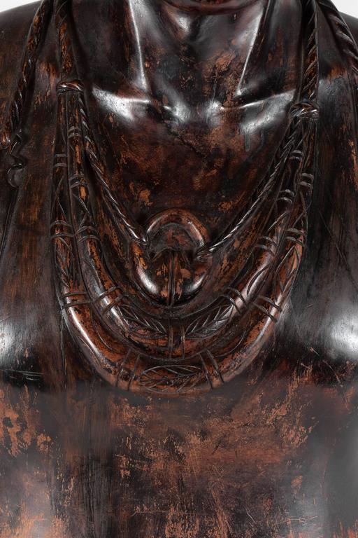 Incredible Hand-Carved Wood Bust Sculpture of Tribal Folk Medicine Man ...