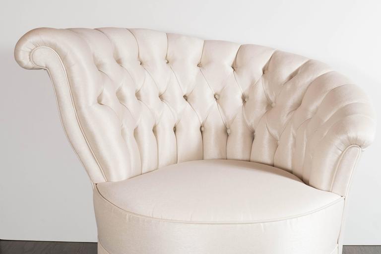 Glamorous 1940s Asymmetrical Deep Tufted Back Chair in Oyster Sharkskin ...