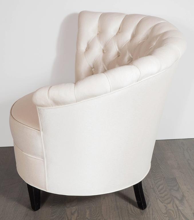Glamorous 1940s Asymmetrical Deep Tufted Back Chair in Oyster Sharkskin ...