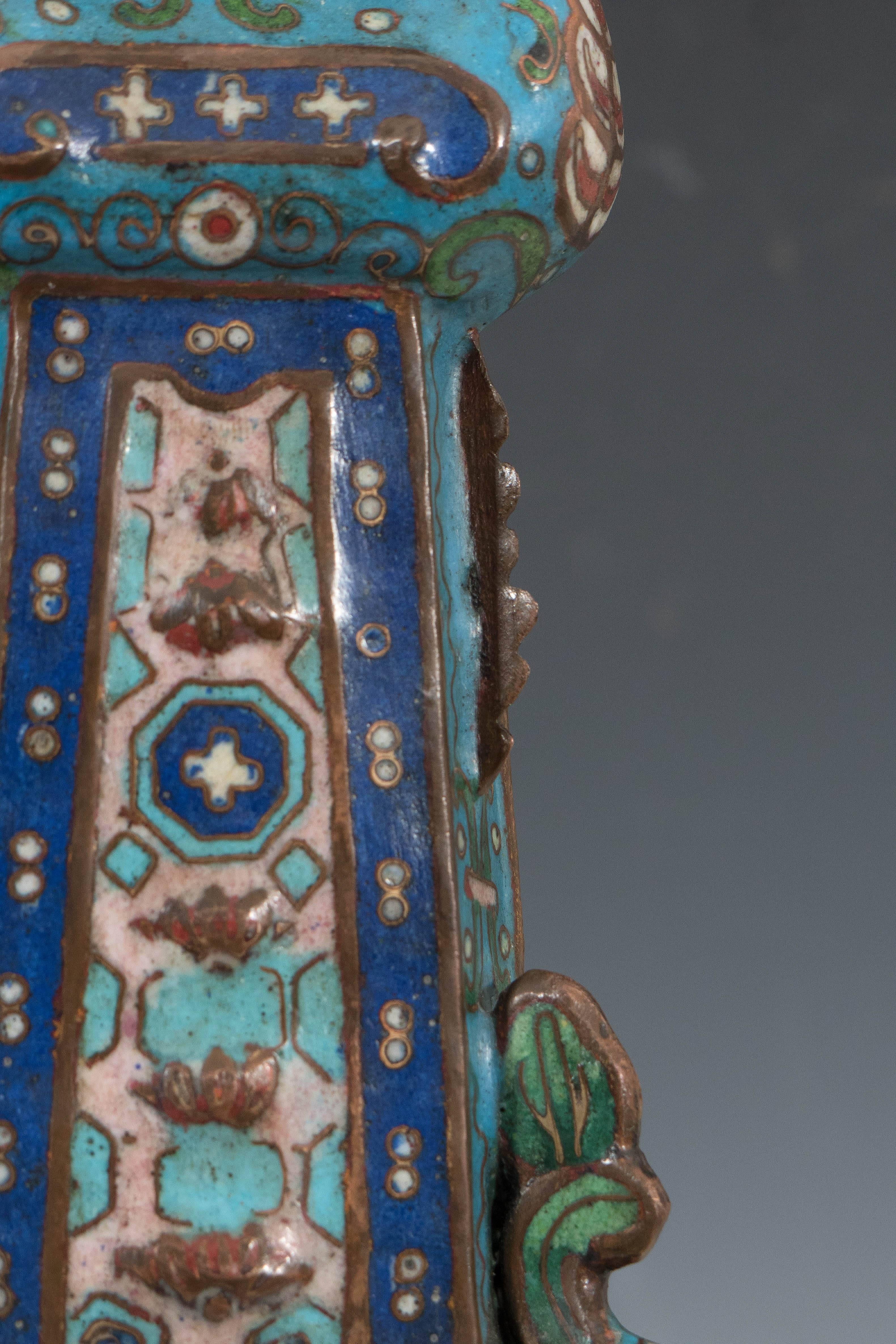 Pair of Chinese Cloisonné Temple Candlesticks at 1stDibs | cloisonne ...