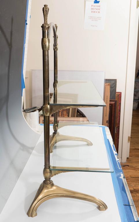 French Art Deco Brass and Glass Two-Tier Display Shelf at 1stDibs